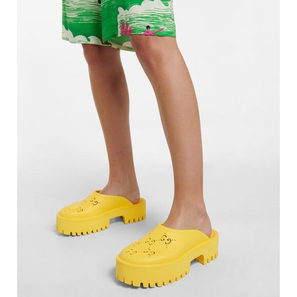 Gucci | Shoes | Gucci Gg Rubber Womens Clogs Sandal Through Smile ...